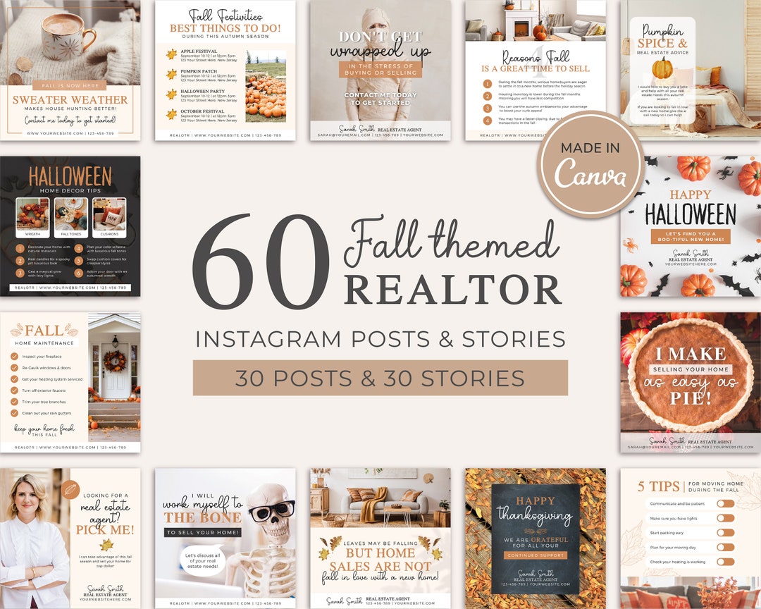 Real Estate Fall Instagram Posts | Real Estate Social Media | October ...