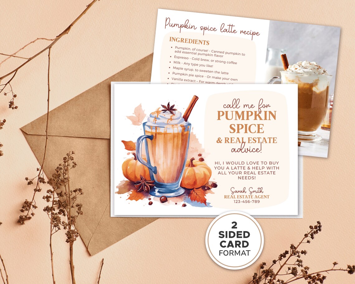 Real Estate Fall Pumpkin Spice Postcard | Real Estate Marketing | Fall ...