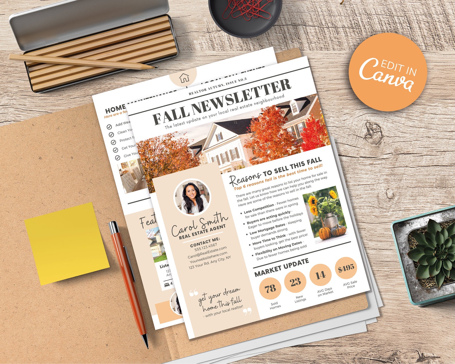 Real Estate Fall Newsletter | Real Estate Fall Marketing | Realtor ...