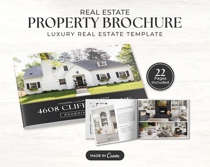 Wharf Luxury Real Estate Brochure Canva Template | Black & Gold/brown ...