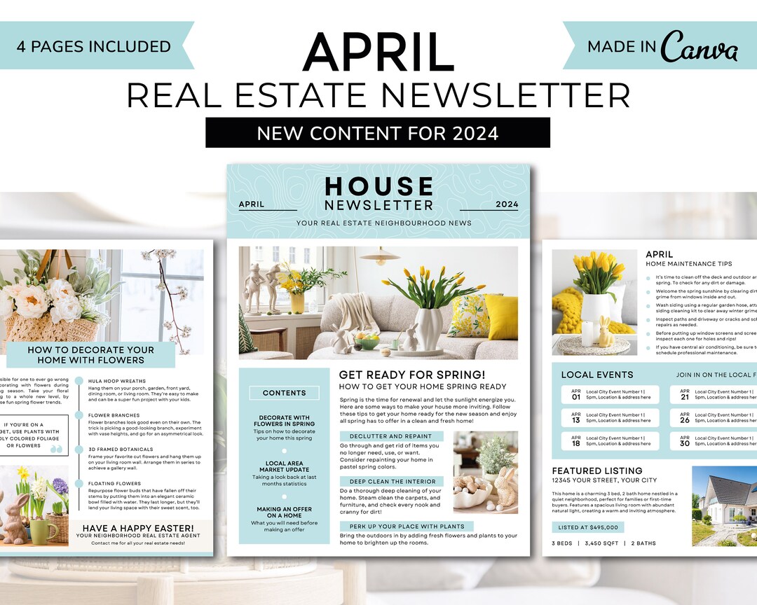 Real Estate April Newsletter | Real Estate Marketing | Realtor Template ...