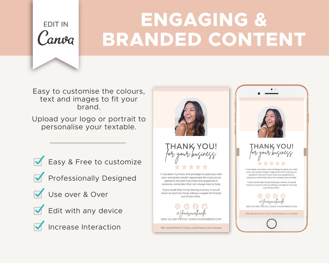 Client Review Request Textable Card V2 Real Estate Agent - Etsy