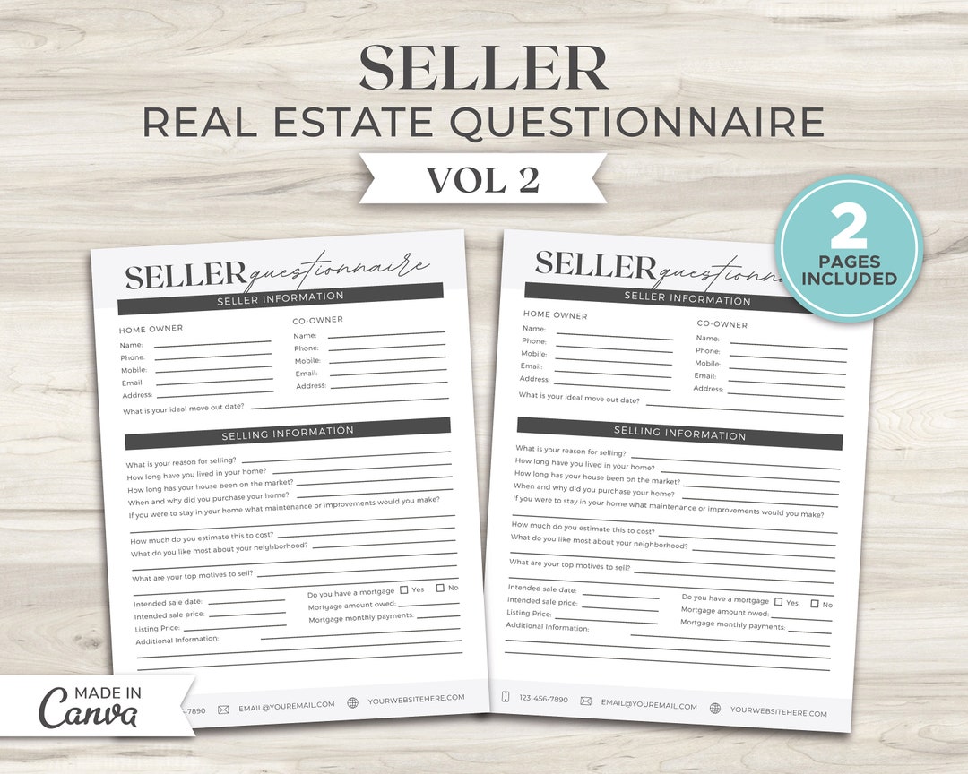 Seller Questionnaire Seller Intake Form Home Seller - Etsy