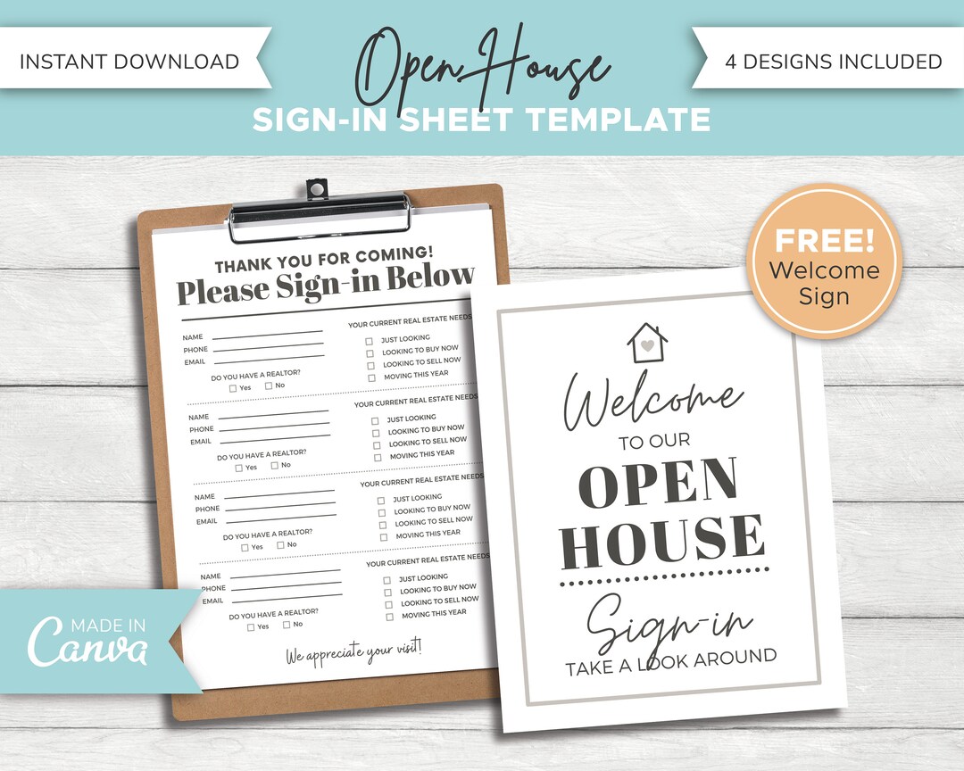 Open House Sign-in Sheet | Real Estate Marketing | Open House Printable ...