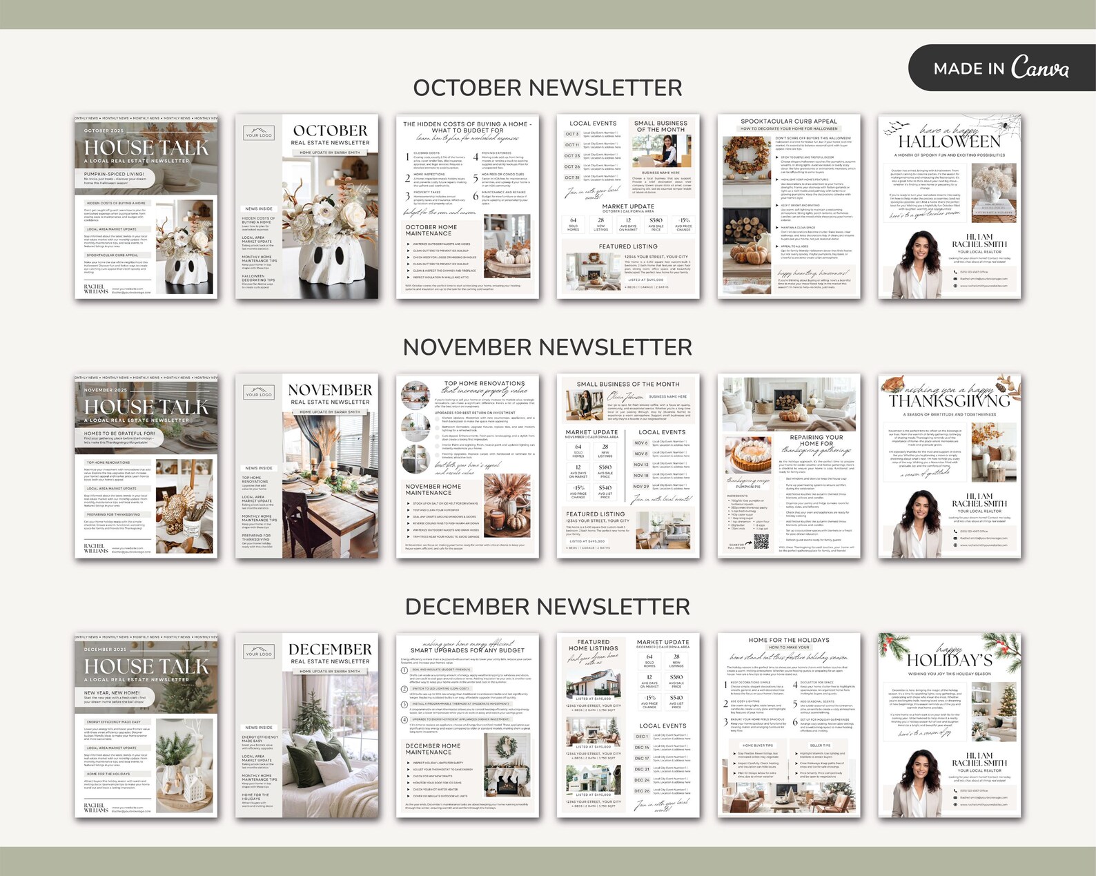 Real Estate Newsletter Bundle Template | Year-long Marketing | 12 Month ...