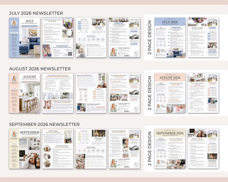2026 Real Estate Newsletter Template Bundle | Full Year Newsletter ...