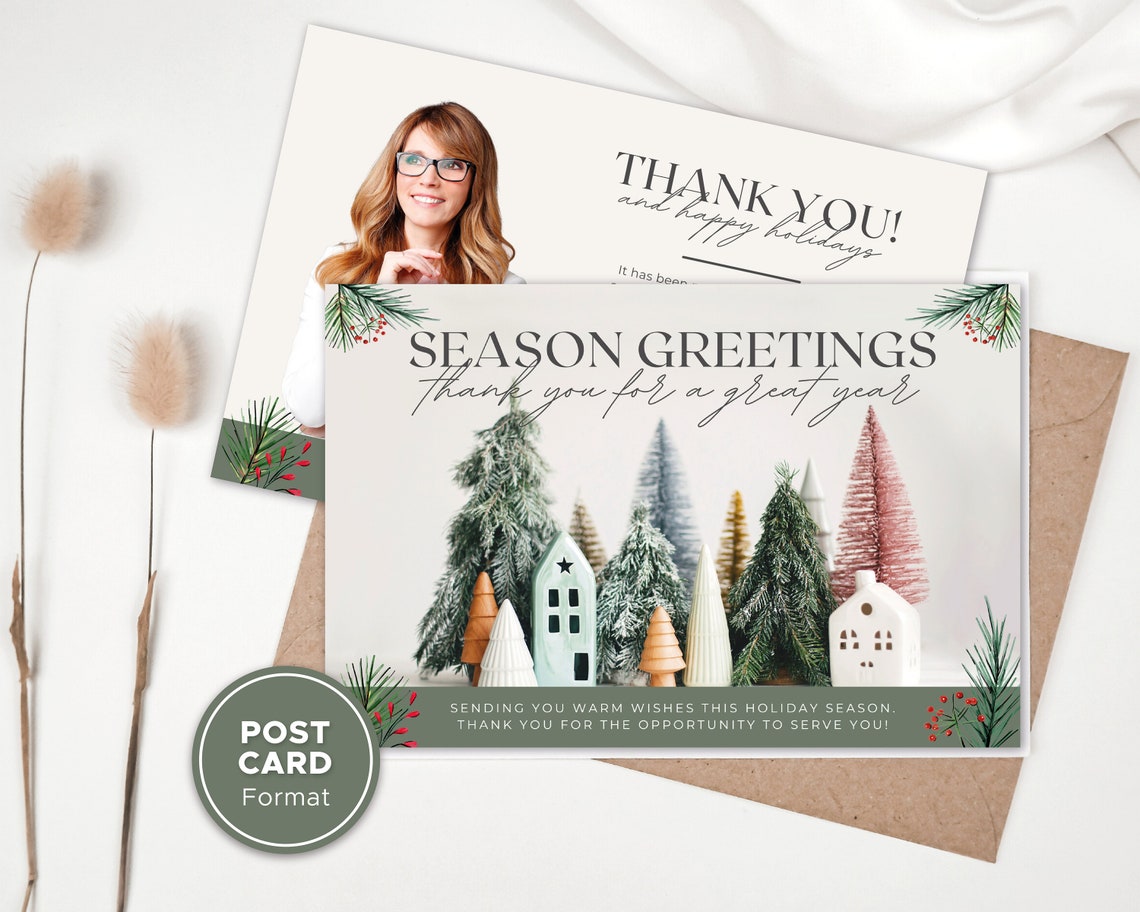 Real Estate Holiday Greeting Postcard Real Estate Christmas - Etsy