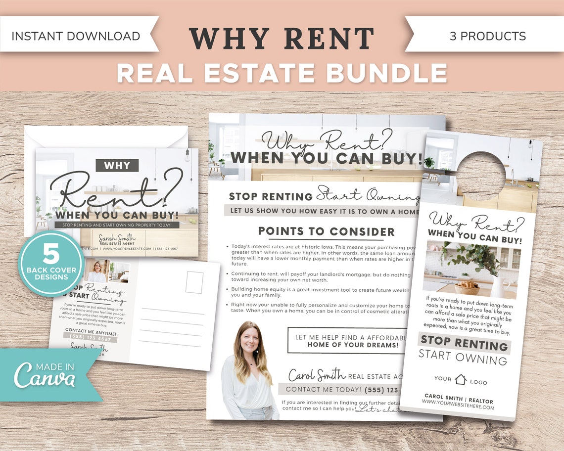 Real Estate Renting Bundle Templates Renting Vs Buying - Etsy