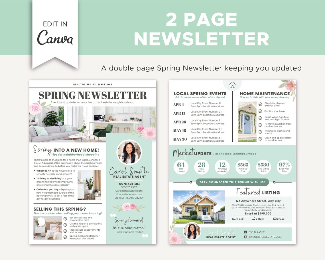 Real Estate Spring Newsletter Real Estate Marketing - Etsy