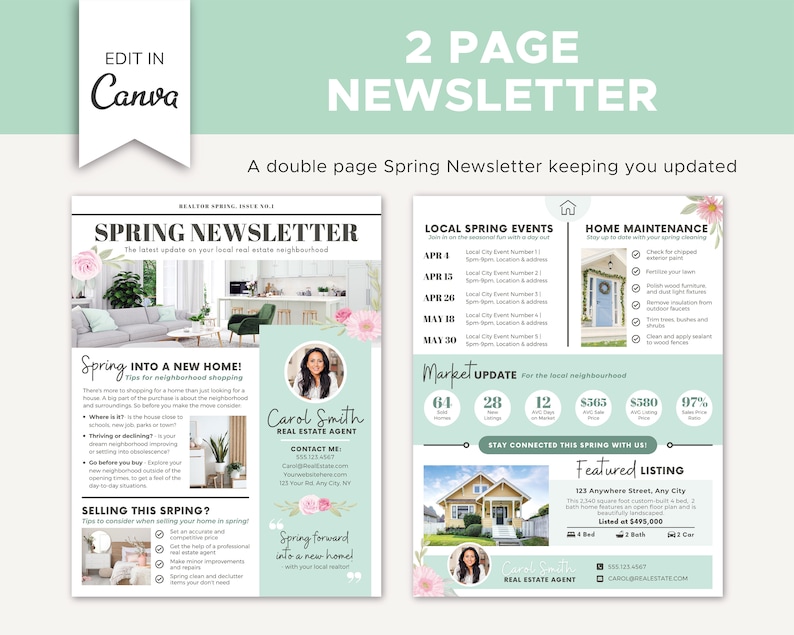 Real Estate Spring Newsletter Real Estate Marketing - Etsy