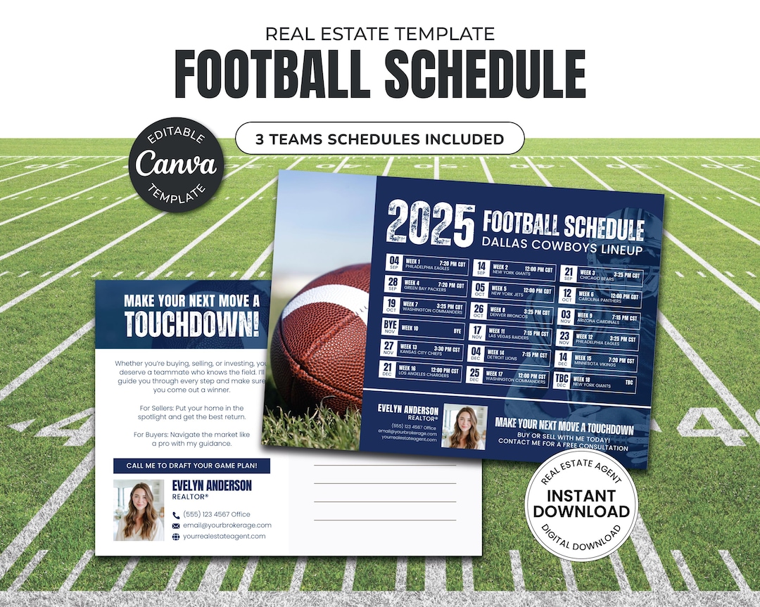 Football Schedule Calendar | Football Season Mailer | Football Season ...