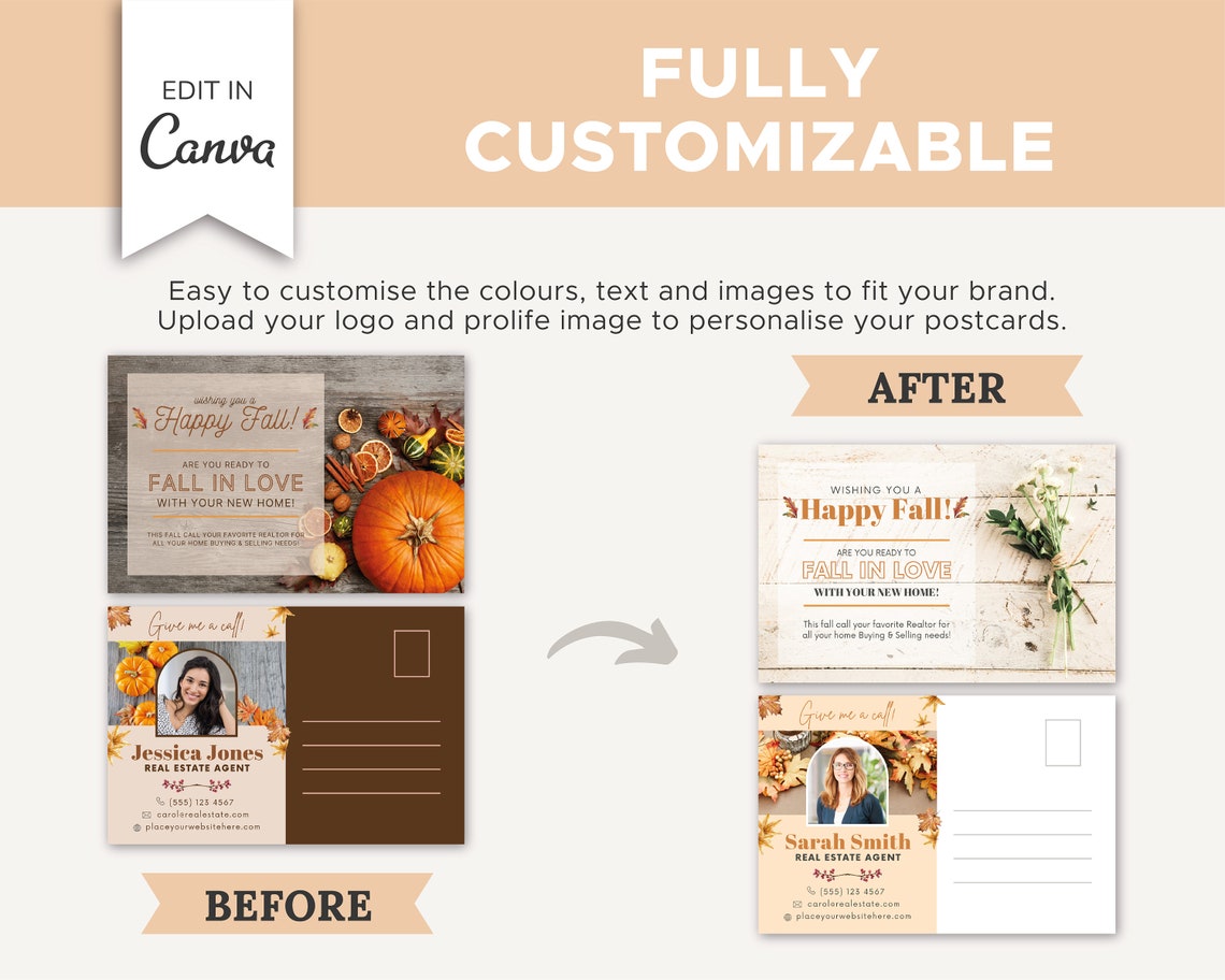 8 Fall Real Estate Postcard Bundle | Fall Real Estate Postcard Template ...