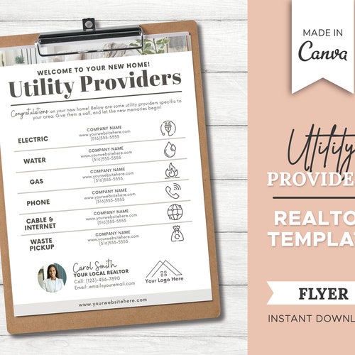 Utility Providers Flyer Real Estate Marketing Utility - Etsy