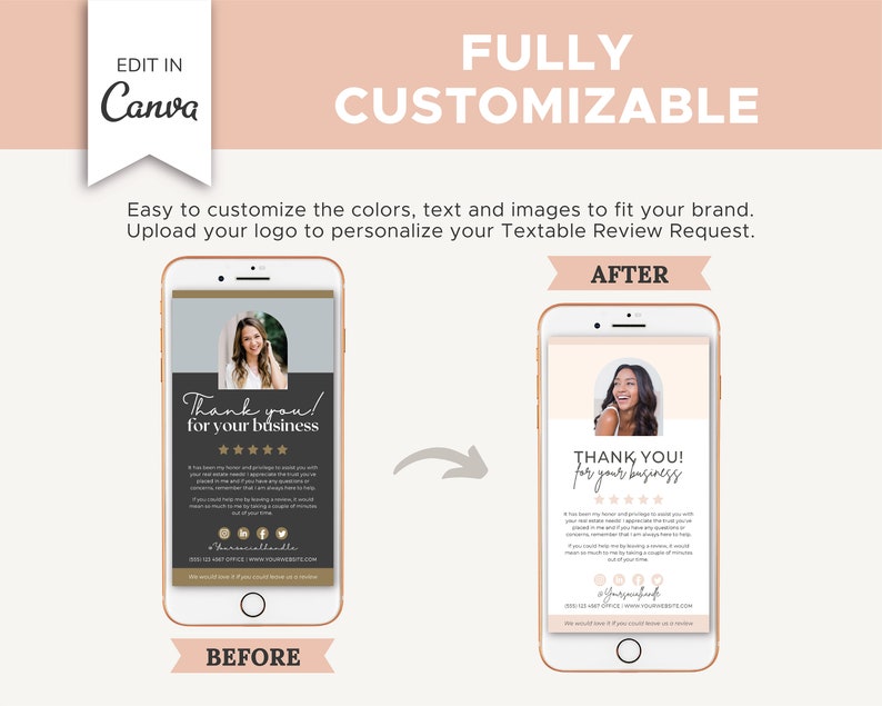 Client Review Request Textable Card V2 Real Estate Agent - Etsy