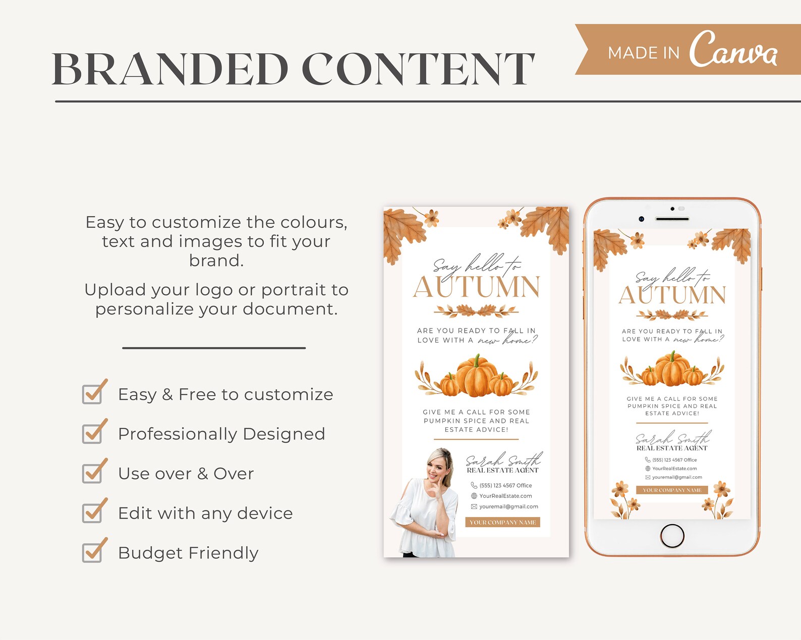 Fall Real Estate Textable Card | Real Estate Business Card | Real ...