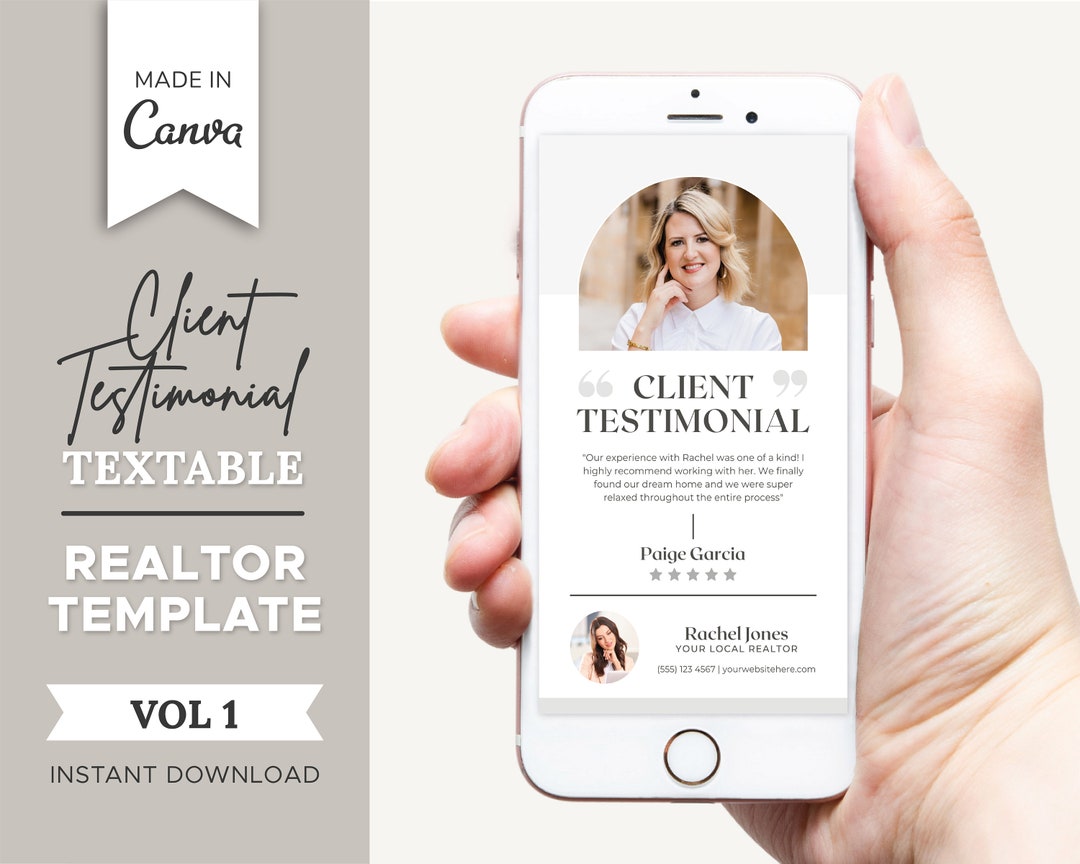 Client Testimonial Textable Card | Real Estate Agent | Real Estate ...