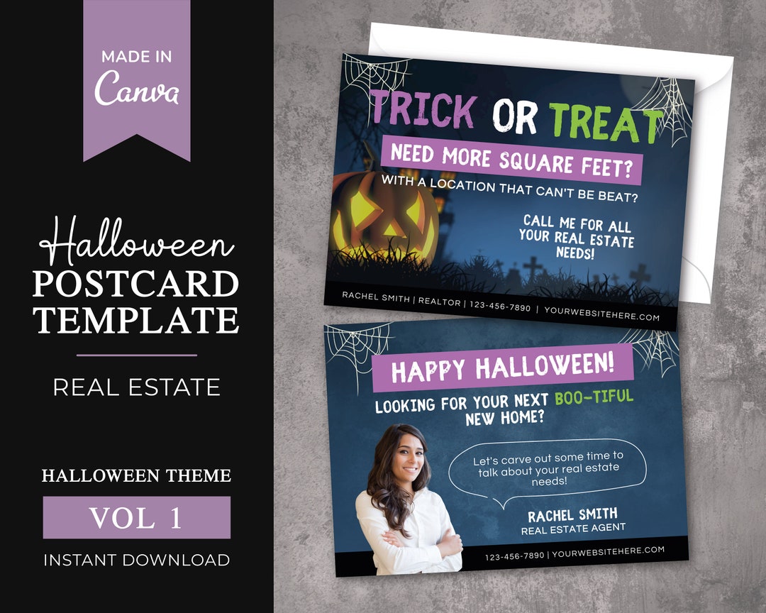 Halloween Real Estate Postcard | Real Estate Marketing | Trick or Treat ...