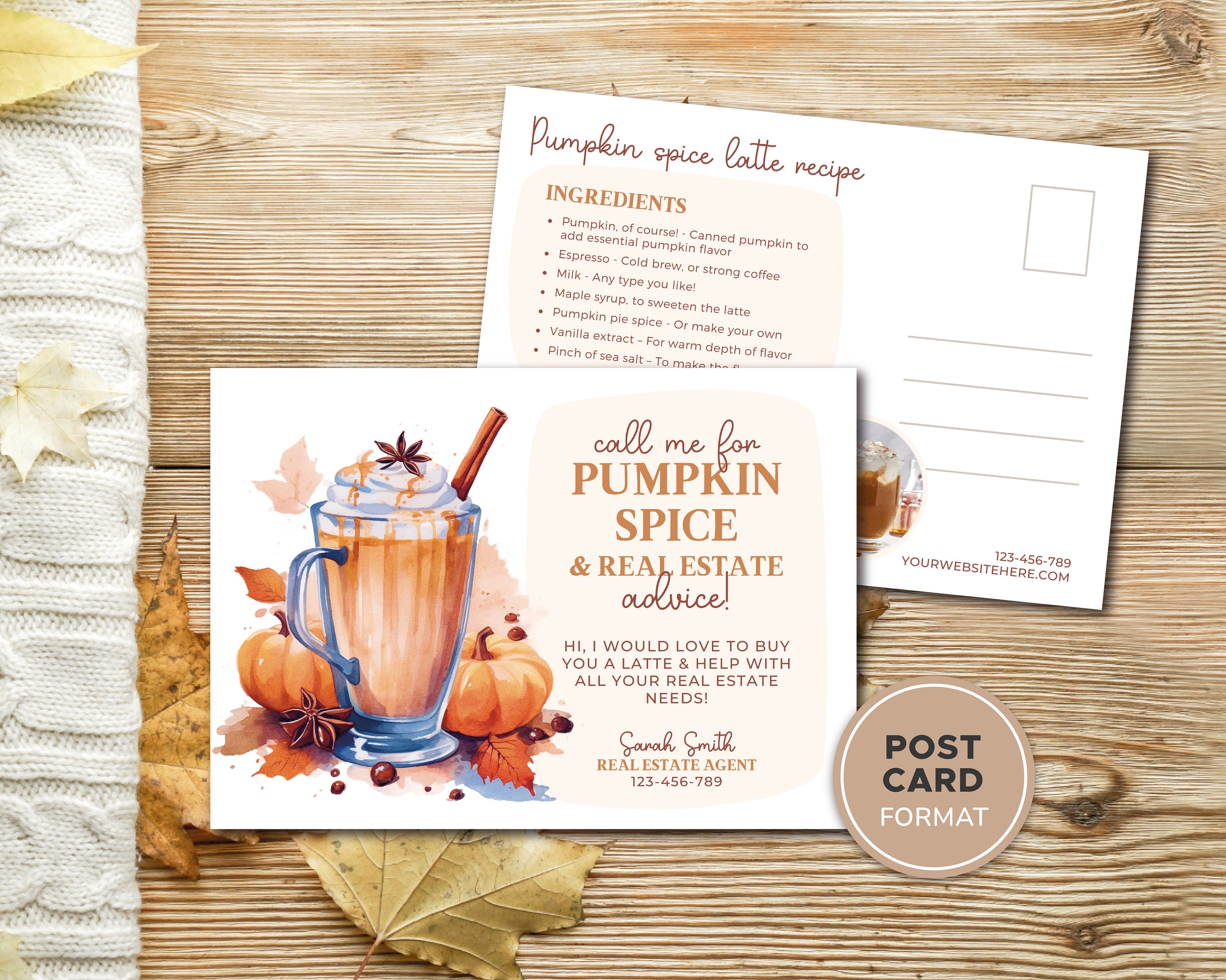 Real Estate Fall Pumpkin Spice Postcard | Real Estate Marketing | Fall ...