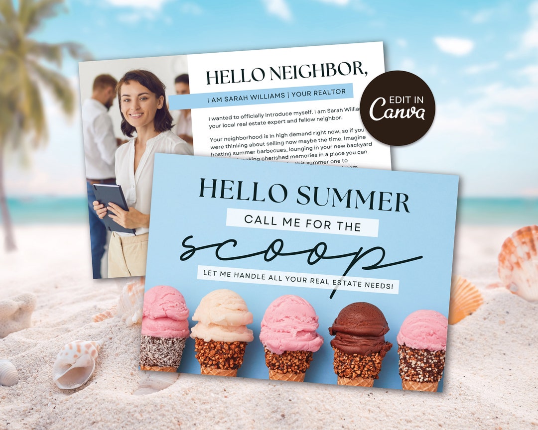 Real Estate Summer Postcard | Real Estate Marketing | Hello Summer Card ...