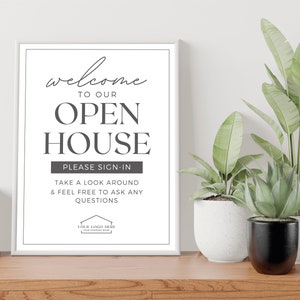 Open House Sign-in Sheet & Welcome Sign | Real Estate Marketing ...
