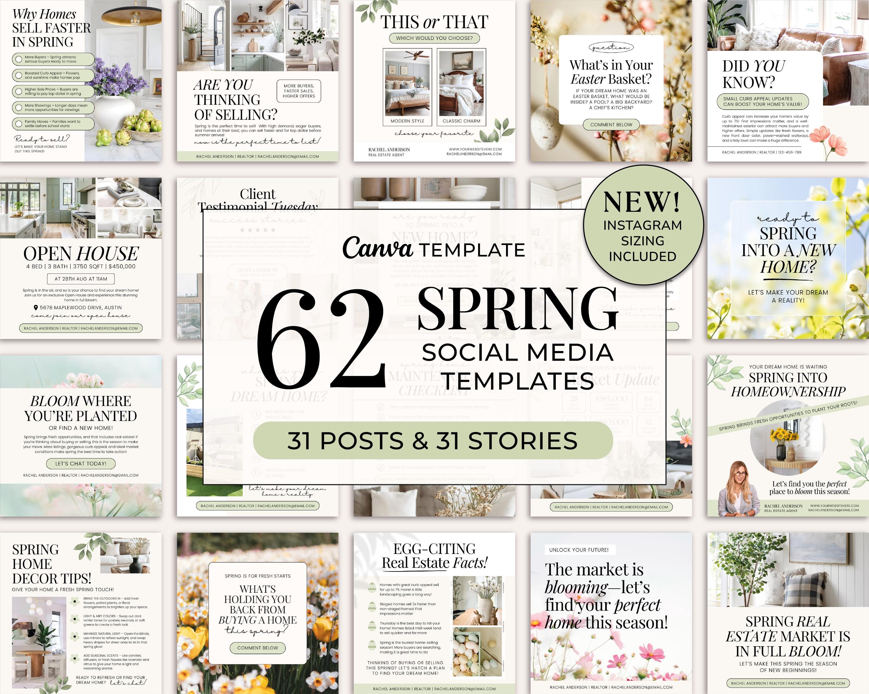 Spring Real Estate Instagram Posts | Real Estate Social Media | April ...