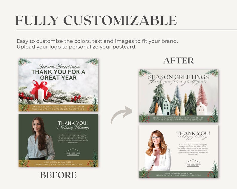 Real Estate Holiday Greeting Postcard | Real Estate Christmas Card ...