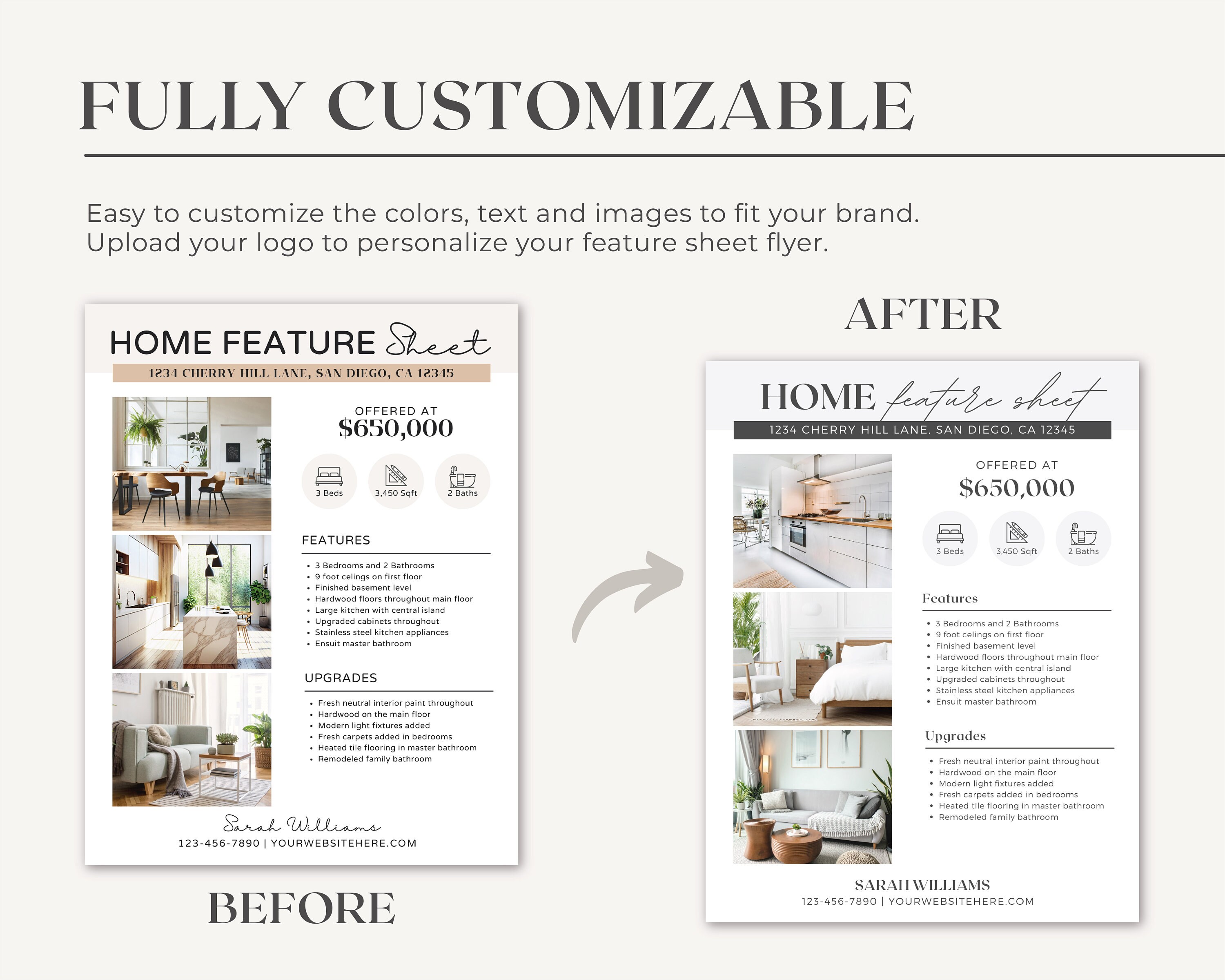 Real Estate Home Feature Sheet | Flyer Template | Real Estate Marketing ...