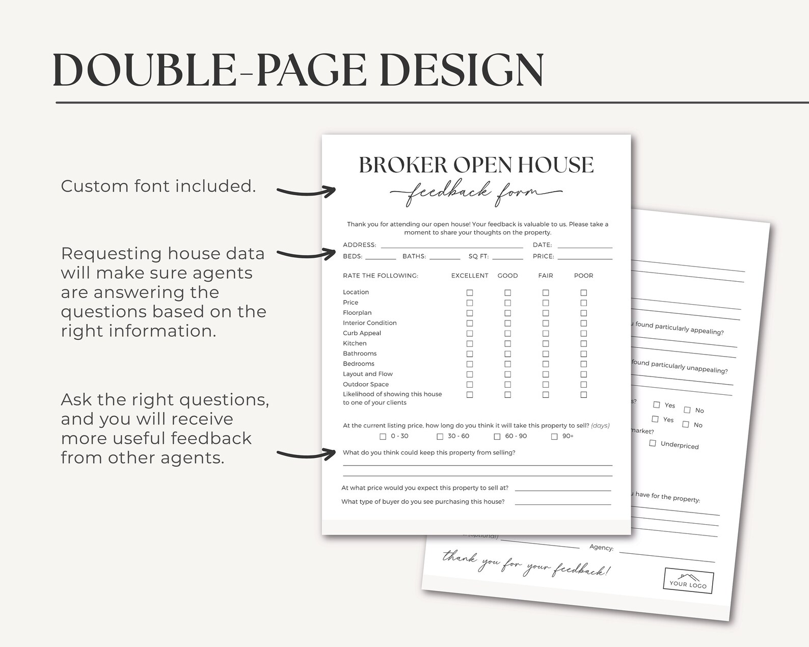Broker Open Feedback Form | Real Estate Agent Open House Feedback Form ...