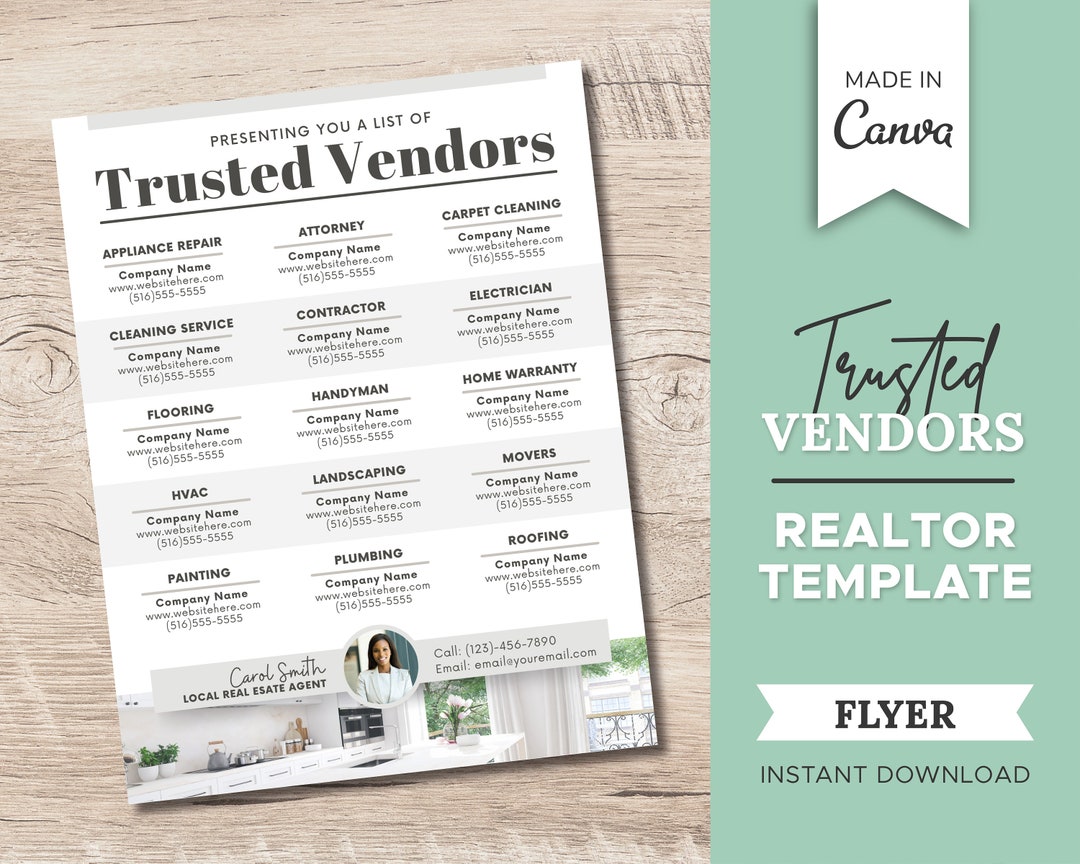Real Estate Trusted Vendors Flyer | Real Estate Marketing | Realtors ...