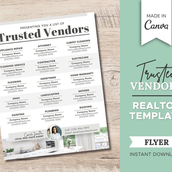 Preferred Vendor List Template - Etsy