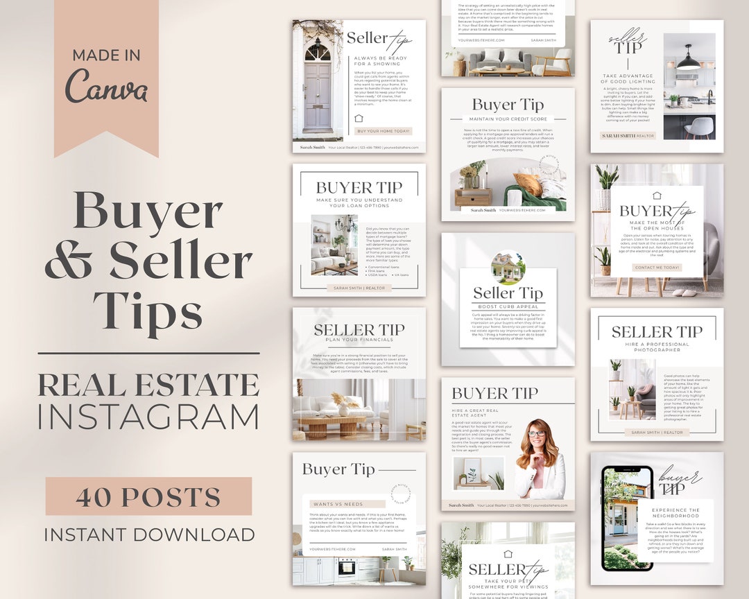 Real Estate Buyer and Seller Tips Instagram Posts | Real Estate Social ...