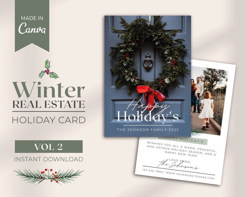 Real Estate Christmas Card Template | Real Estate Holiday Postcard ...