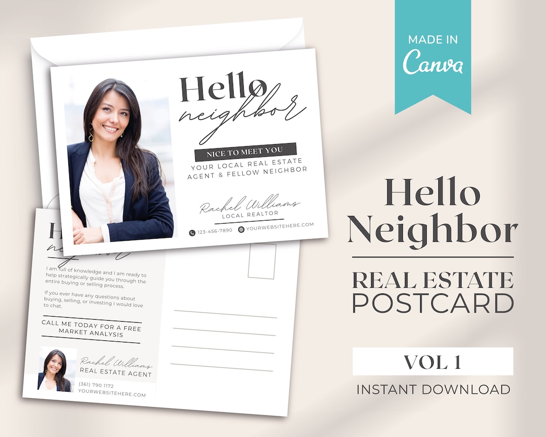 Real Estate Postcard | Hello Neighbor Postcard | Farming Postcard ...