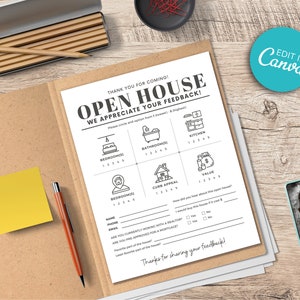 Open House Feedback Form | Real Estate Marketing | Open House Printable ...