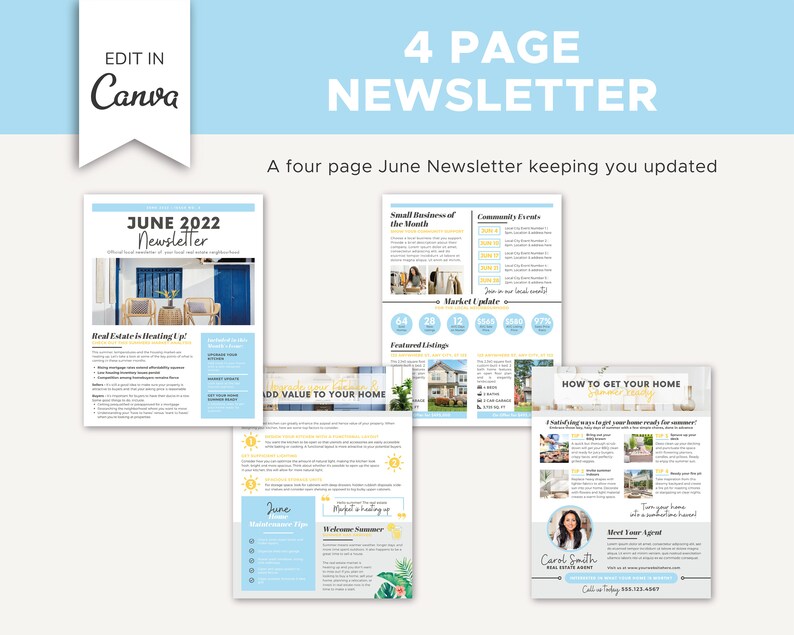 Real Estate June Newsletter Real Estate Marketing Realtor - Etsy