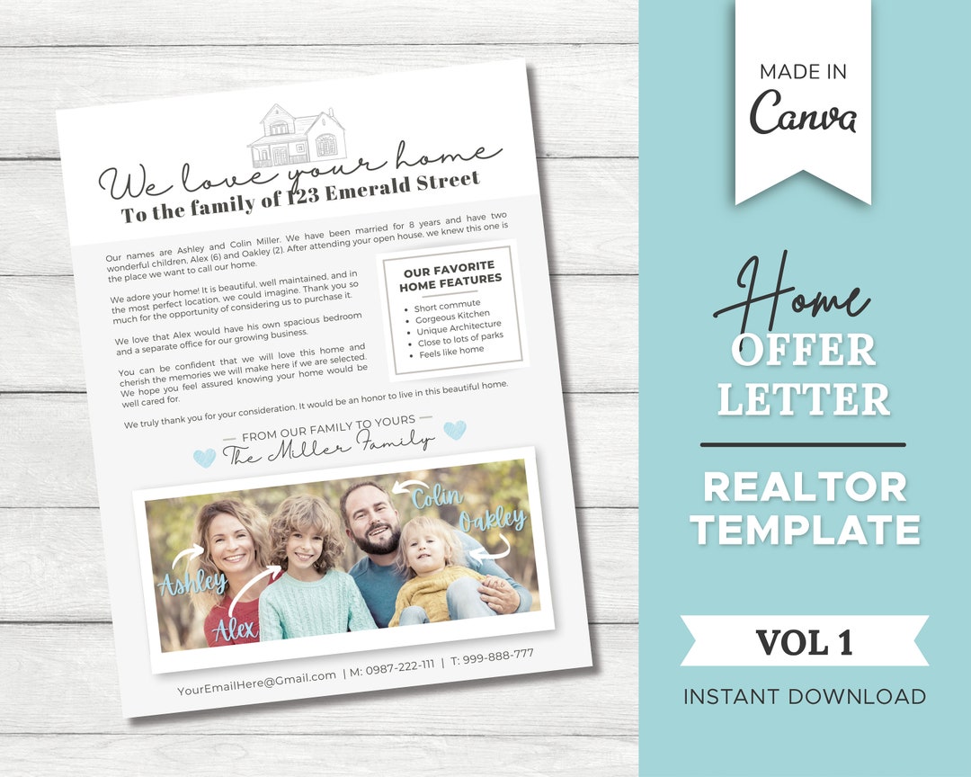 Home Offer Letter Template | Real Estate Marketing | Printable Home ...