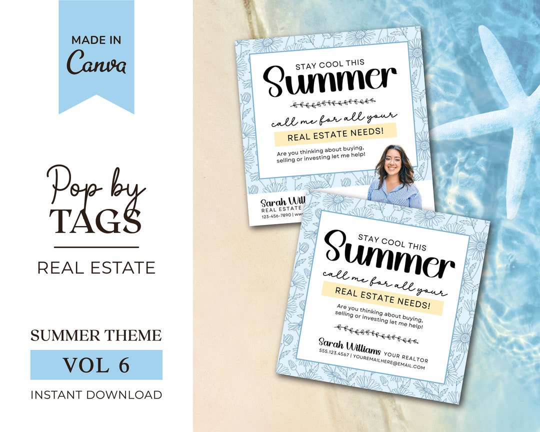 Realtor Summer Gift Tags | Real Estate Heating up Pop by Tags | Summer ...