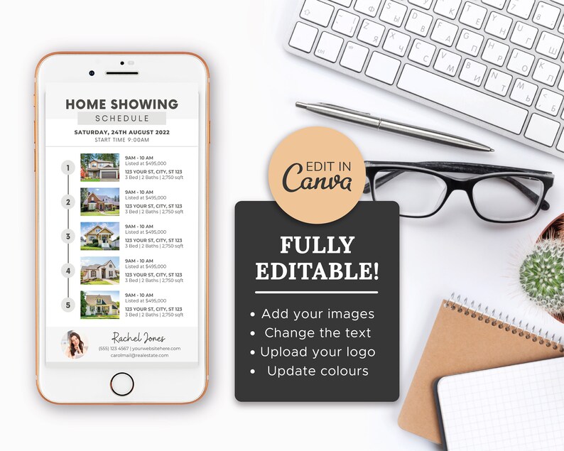 Textable House Hunting Schedule & Flyer Real Estate - Etsy
