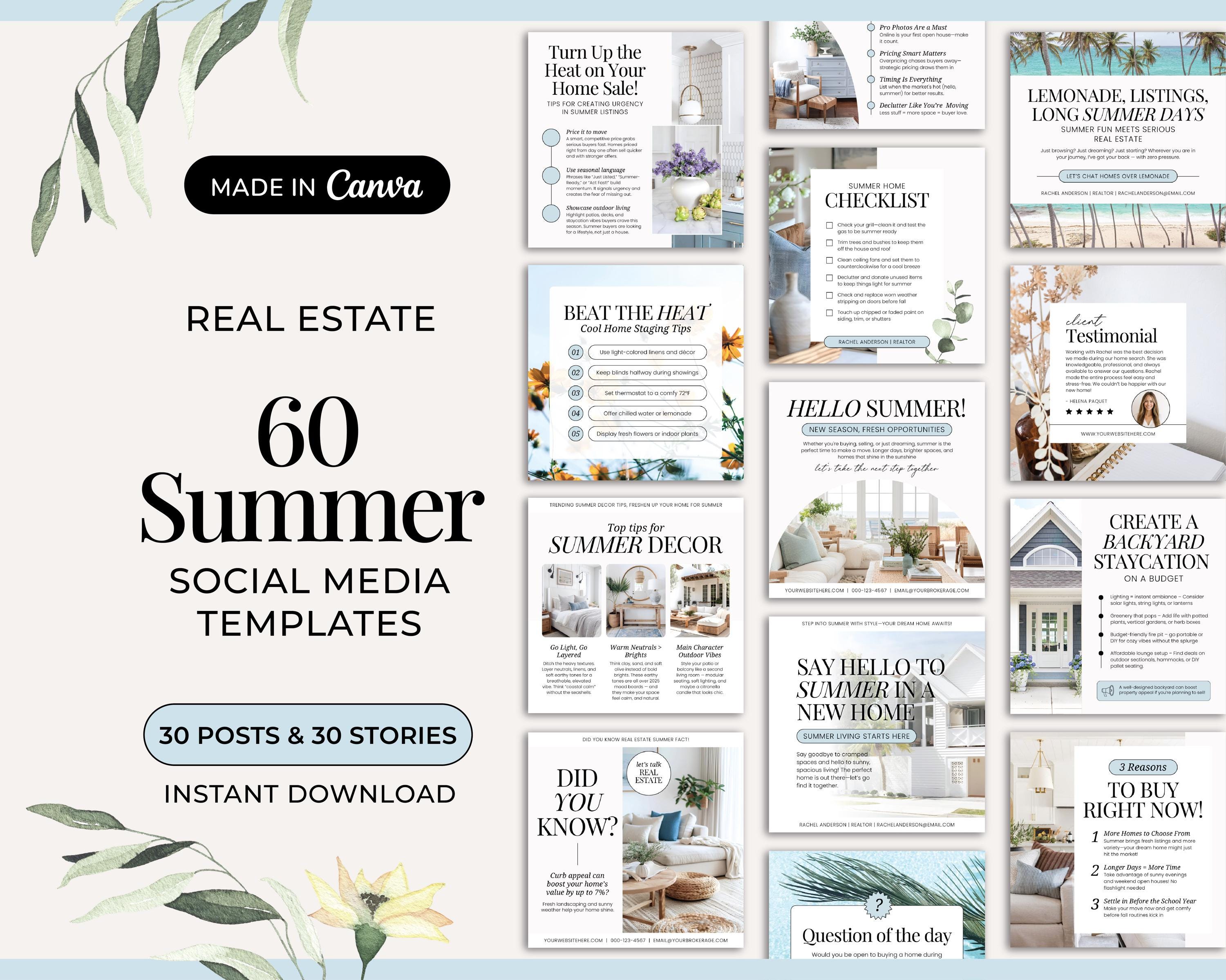 Real Estate Summer Social Media Posts | Real Estate Instagram Posts ...