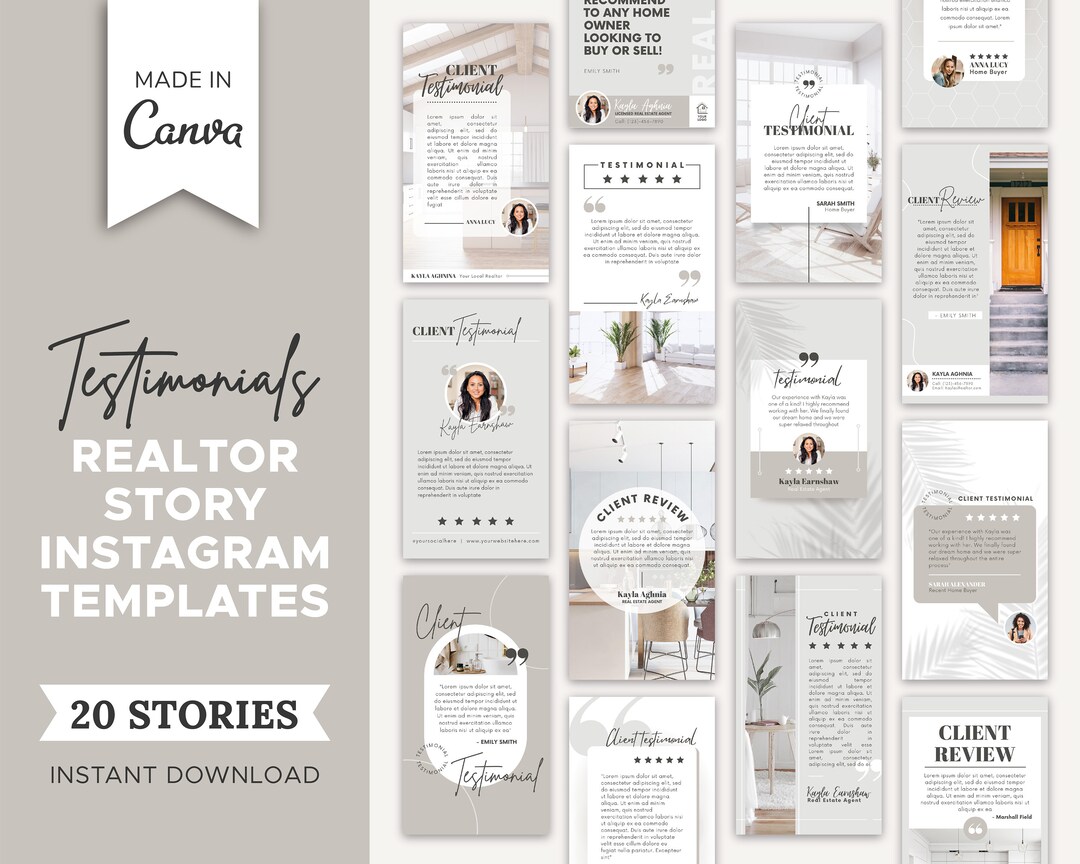 20 Testimonial Realtor Instagram Stories | Real Estate Agent Social ...