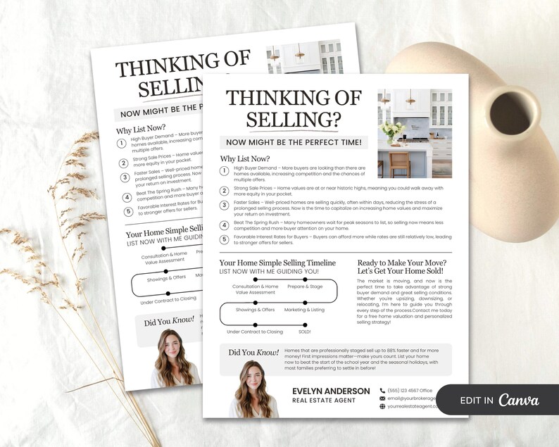 Thinking of Selling Flyer | New Agent Flyer | Real Estate Marketing ...