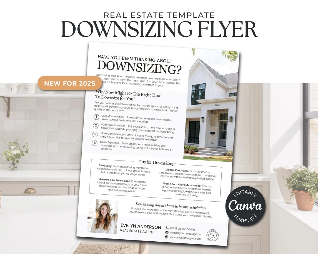 Downsizing Real Estate Marketing Flyer: Home Selling Flyer Canva ...
