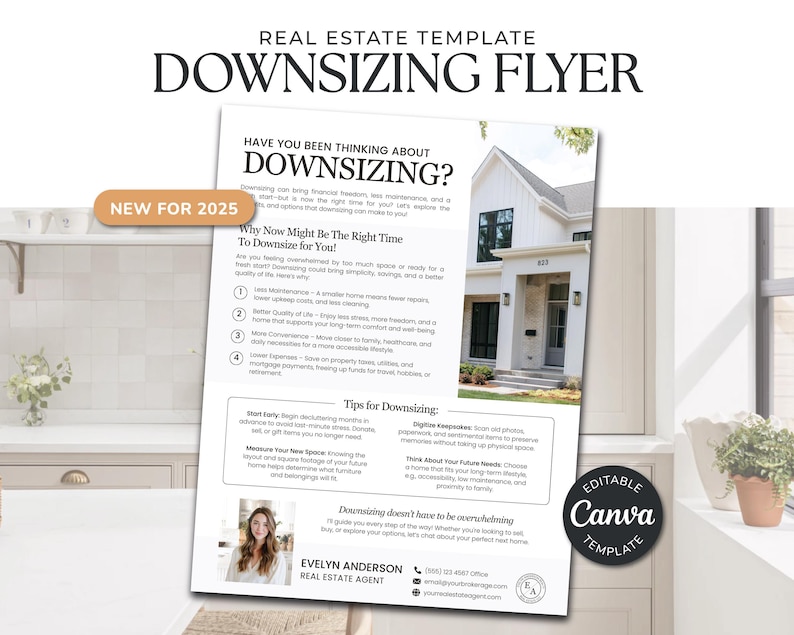 Downsizing Real Estate Marketing Flyer: Home Selling Flyer Canva ...