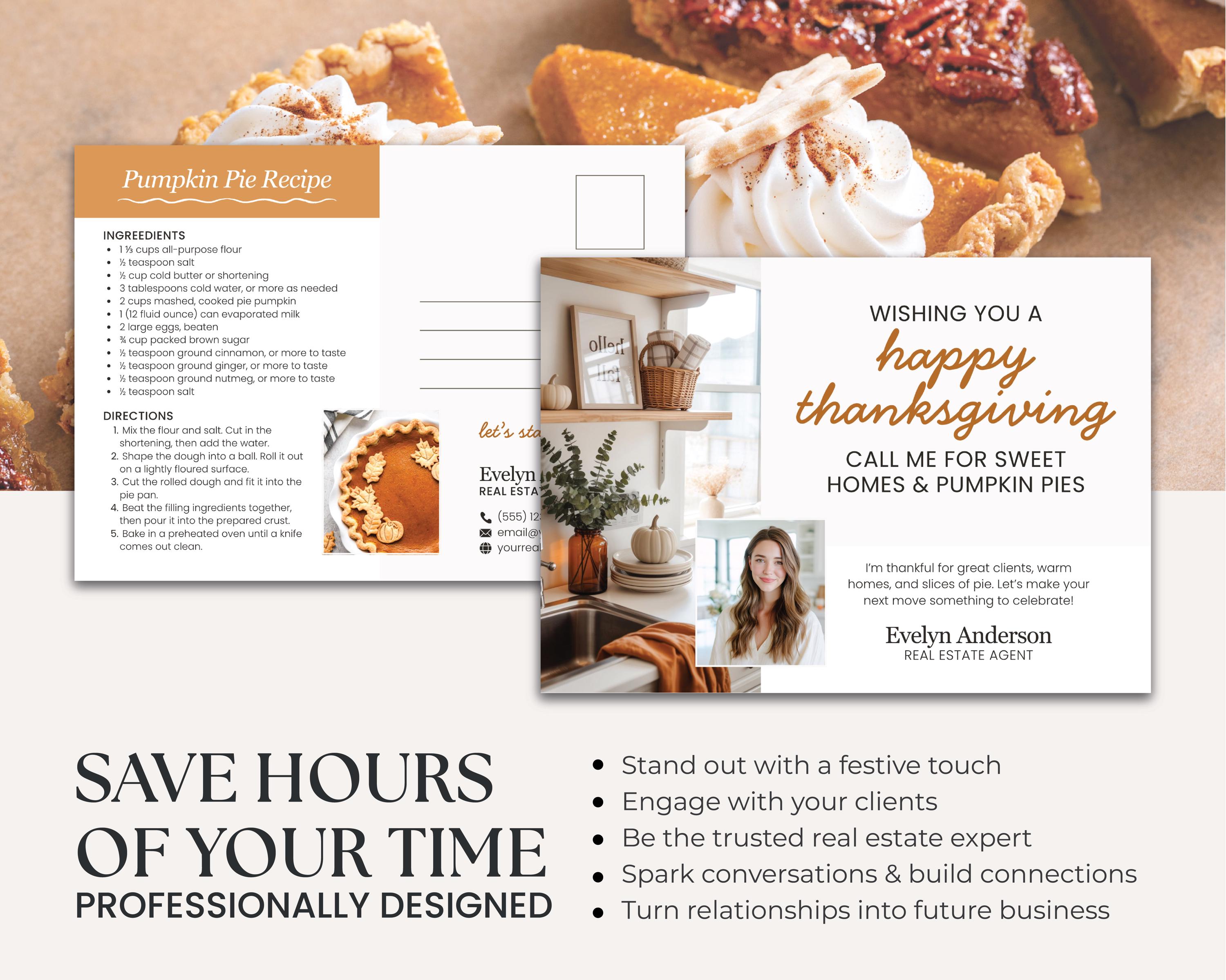 Real Estate Thanksgiving Pumpkin Pie Postcard: Fall Real Estate ...