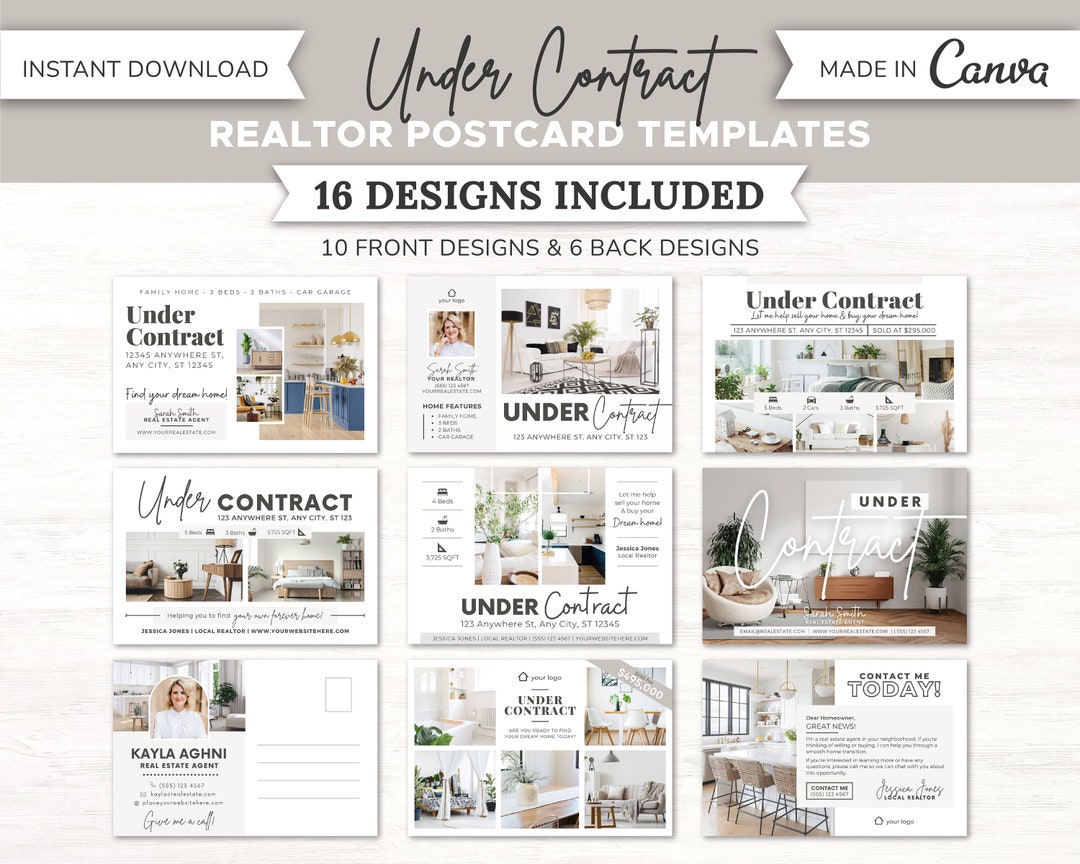 10 Under Contract Real Estate Postcards | Postcard Bundle Template ...