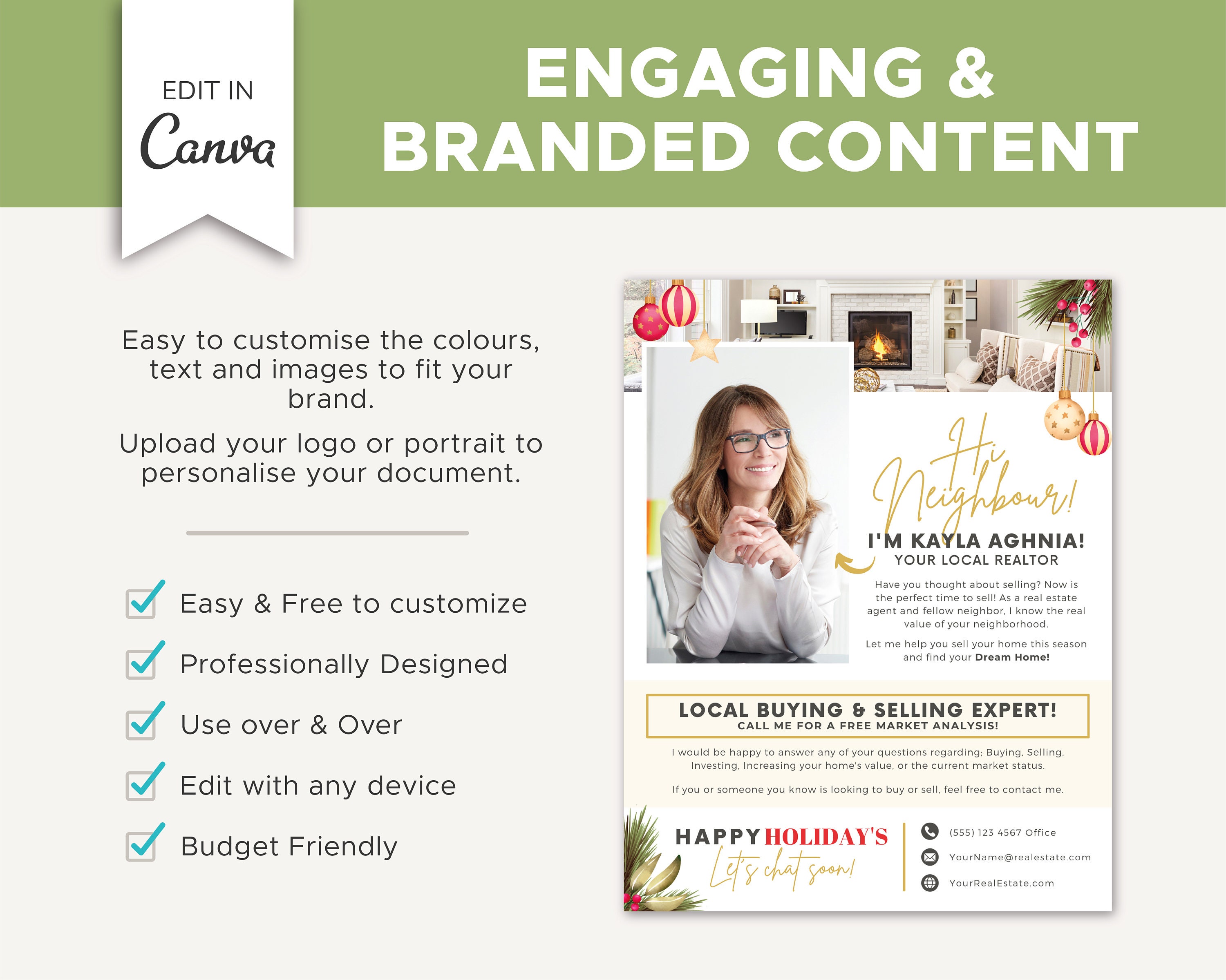 Christmas Real Estate Flyer Realtor Hello Neighbor Letter - Etsy