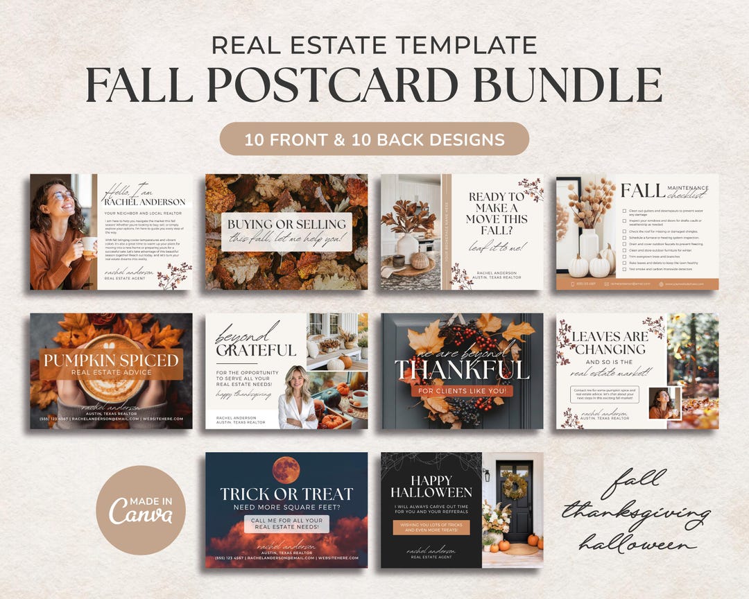 Fall Real Estate Postcard Bundle | Real Estate Marketing | Thanksgiving ...