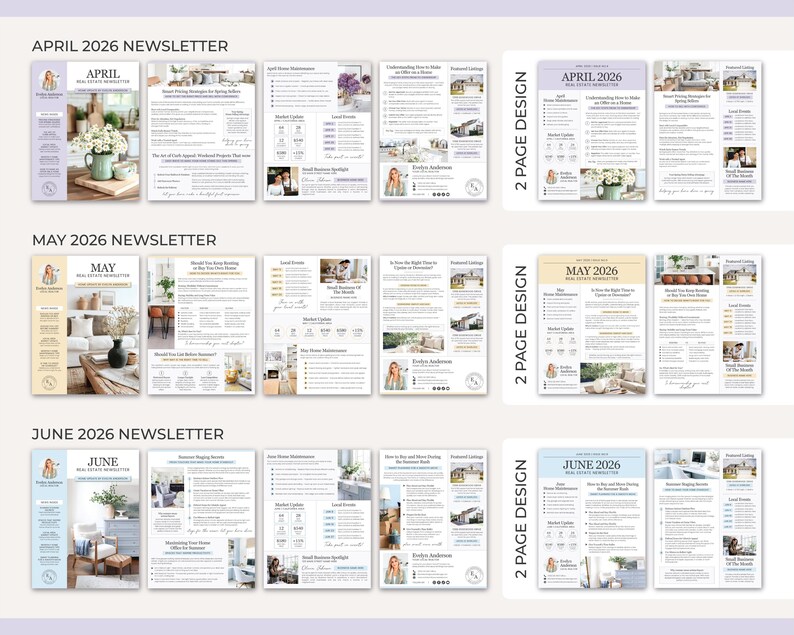 2026 Real Estate Newsletter Template Bundle | Full Year Newsletter ...