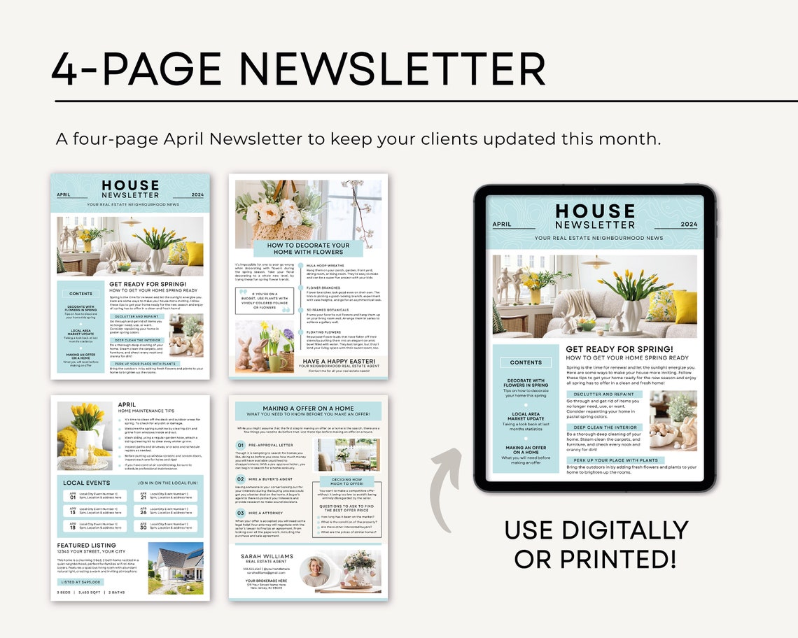 Real Estate April Newsletter | Real Estate Marketing | Realtor Template ...