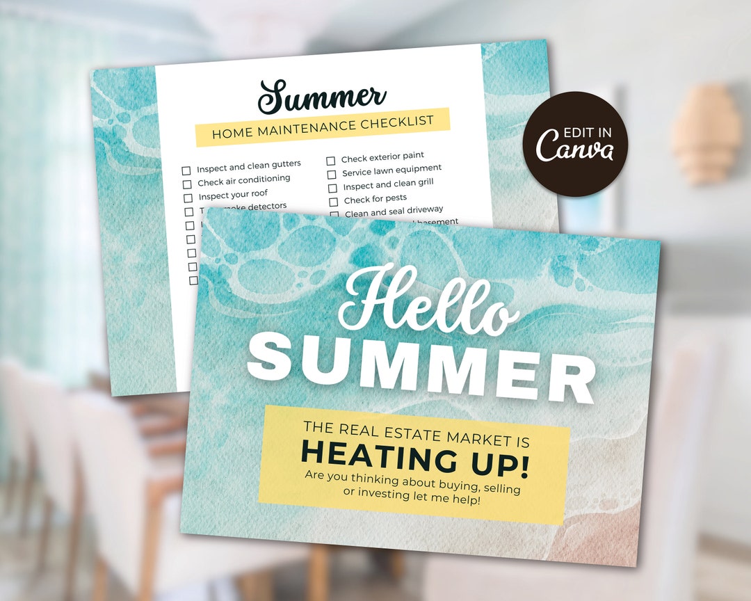Real Estate Summer Postcard | Real Estate Marketing | Hello Summer Card ...